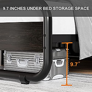 HOMBCK Full Size Bed Frame with Headboard, Metal Bed Frame Full with LED Lights, Heavy Duty Metal Slats, No Box Spring Needed, Noise Free, Easy Assembly, Black