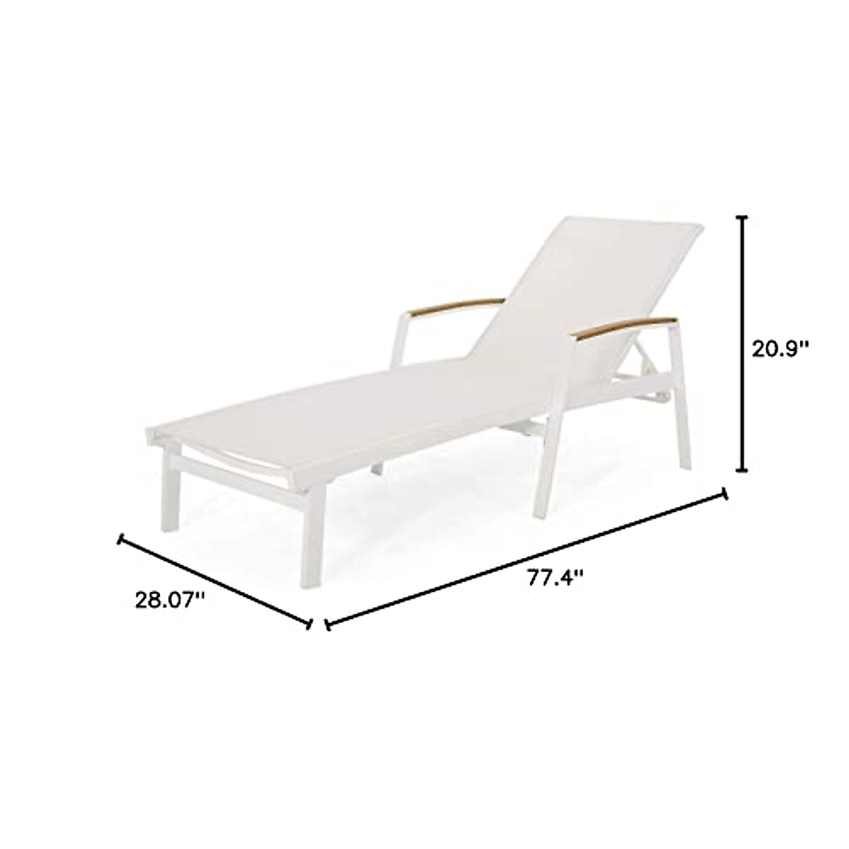 Christopher Knight Home Teresa Outdoor Aluminum Chaise Lounge with Mesh Seating (Set of 2), White