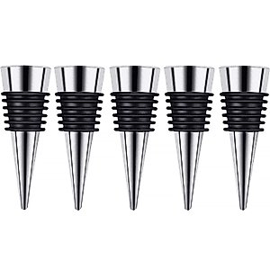 Wine Stopper, Reusable Decorative Bottle Stoppers for Kitchen, Bar, Gifts, Holiday Party, Wedding (5 Pack, Simple Style)