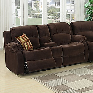 AC Pacific Tracey Collection Contemporary 3-Piece Tufted Living Room Set with Sectional, Queen Sofa Bed, and Reclining Loveseat with Storage Console and Cup Holders, Chocolate