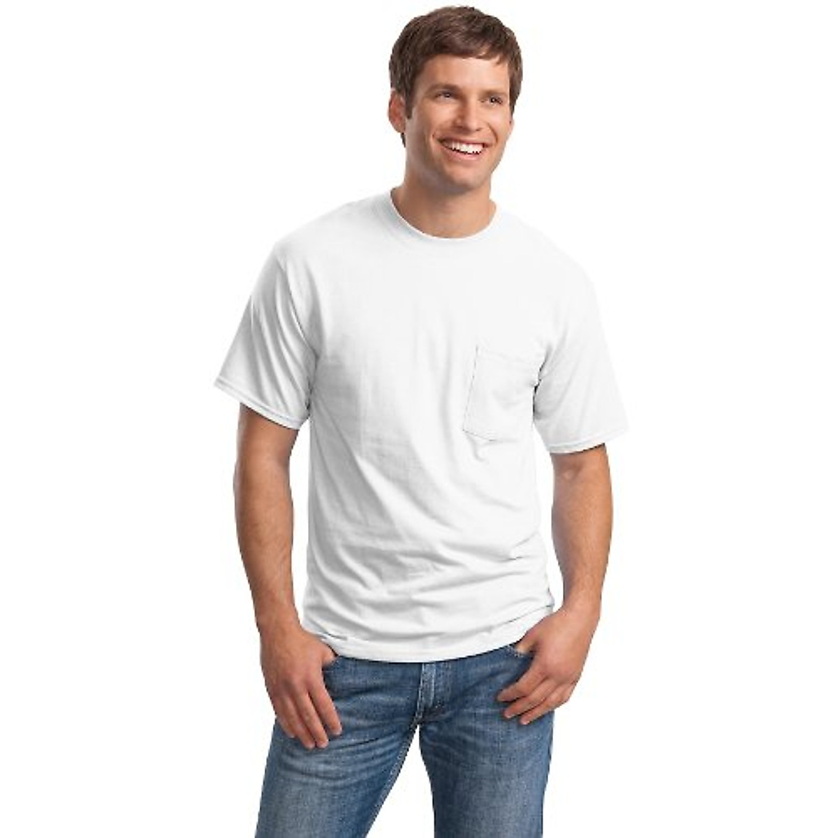 Hanes Beefy-T Men`s Pocket T-Shirt White