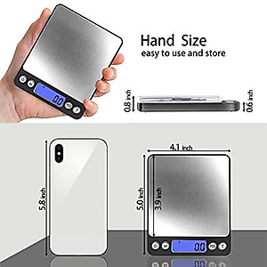 Fuzion Digital Kitchen Scale 3000g/ 0.1g, Pocket Food Scale 6 Measure Modes, LCD, Tare, Digital Scale Grams and Ounces with 2 Trays for Food, Cooking, Nutrition, Reptiles(Battery Included)