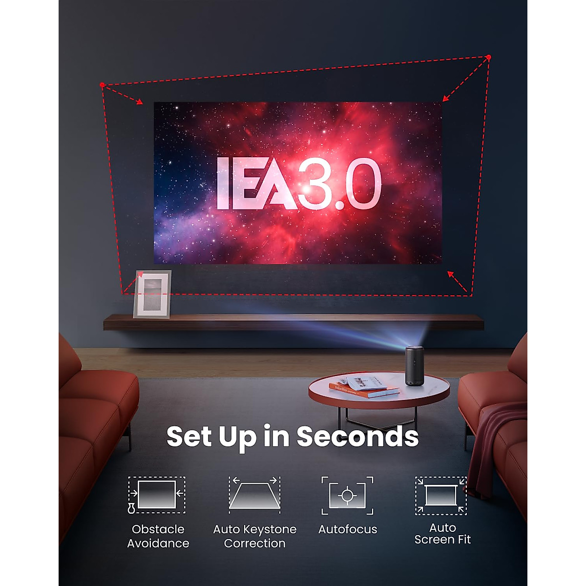 Anker NEBULA Capsule, Smart Wi-Fi Mini Projector, 100 ANSI Lumen Portable Projector, 360° Speaker, Movie Projector, 100 Inch Picture, 4Hr Video Playtime for Inside and Outside, Watch Anywhere