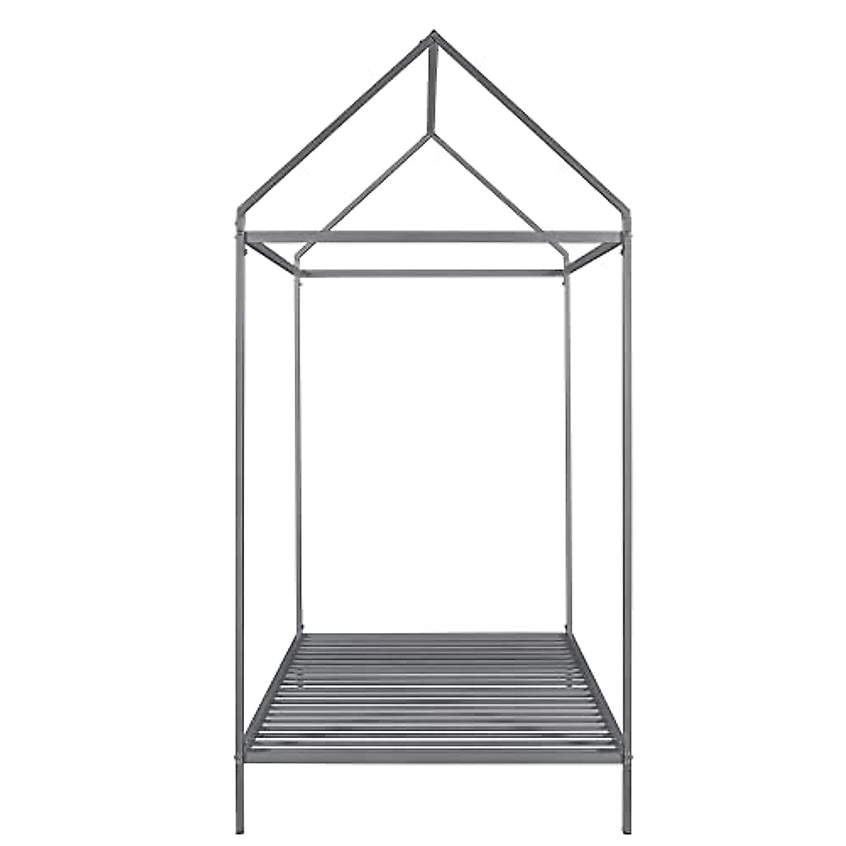 YuiHome House Bed Frame Twin Size, Kids Bed Frame Metal Platform Bed Floor Bed for Kids Boys Girls No Box Spring Needed ，Silver