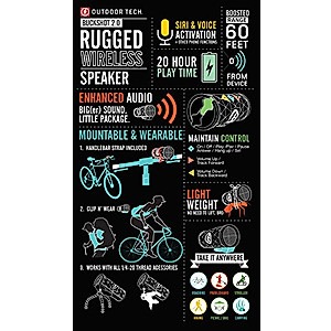 Outdoor Tech Buckshot 2.0 Portable Wireless Bluetooth Speakers with Handlebar Mount | Waterproof - IPX6-Rated, Shockproof, Dustproof | Enjoy Clear Sound Outdoors - Party, Beach, Camping | Black