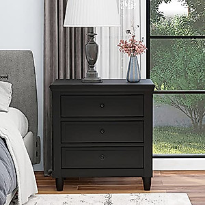 SOFTSEA Wood Nightstand Small Drasser for Bedrom 3 Drawer Bedside Table End Table with Storage Drawers