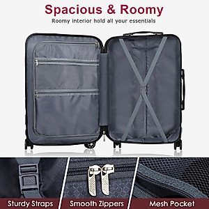 YEMENREN Luggage Sets Hardside Lightweight Suitcase with Spinner Wheels TSA Lock, 3-Piece Set (20/24/28), Red