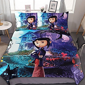 SHELLCELL Co.ra.line 3 Pieces Duvet Cover Set, Soft Bedding Comforter Cover Set with Zipper Closure, 1 Duvet Cover and 2 Pillowcases for Bedroom All Season 79""x90"", Style 1