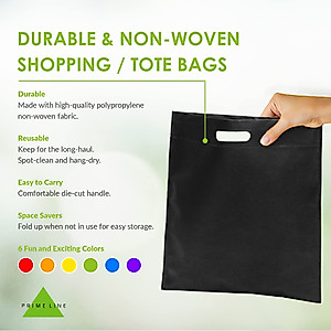 Thank You Bags with Handles - 15x16 Inch 25 Pack Reusable Black Fabric Totes with Handles for Small Business, Retail, Boutique Use, Shopping & Merchandise, Delivery & Restaurant Take Out Bags, in Bulk