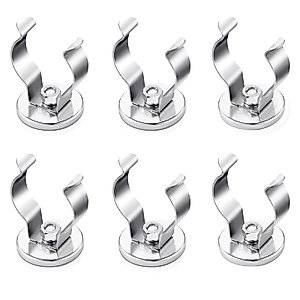 LEIFIDE Magnetic Hook Round Base Magnet Fastener with Steel Clip Chrome Plate Magnetic Tool Holder Heavy Duty Magnetic Holder for Indoor Outdoor Hanging Kitchen Home Organization (6, Silver)