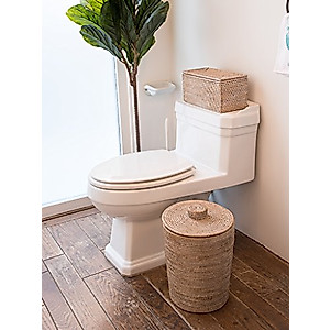 Kouboo La Jolla Rectangular Rattan Box, White-Wash Toilet Roll Storage Basket