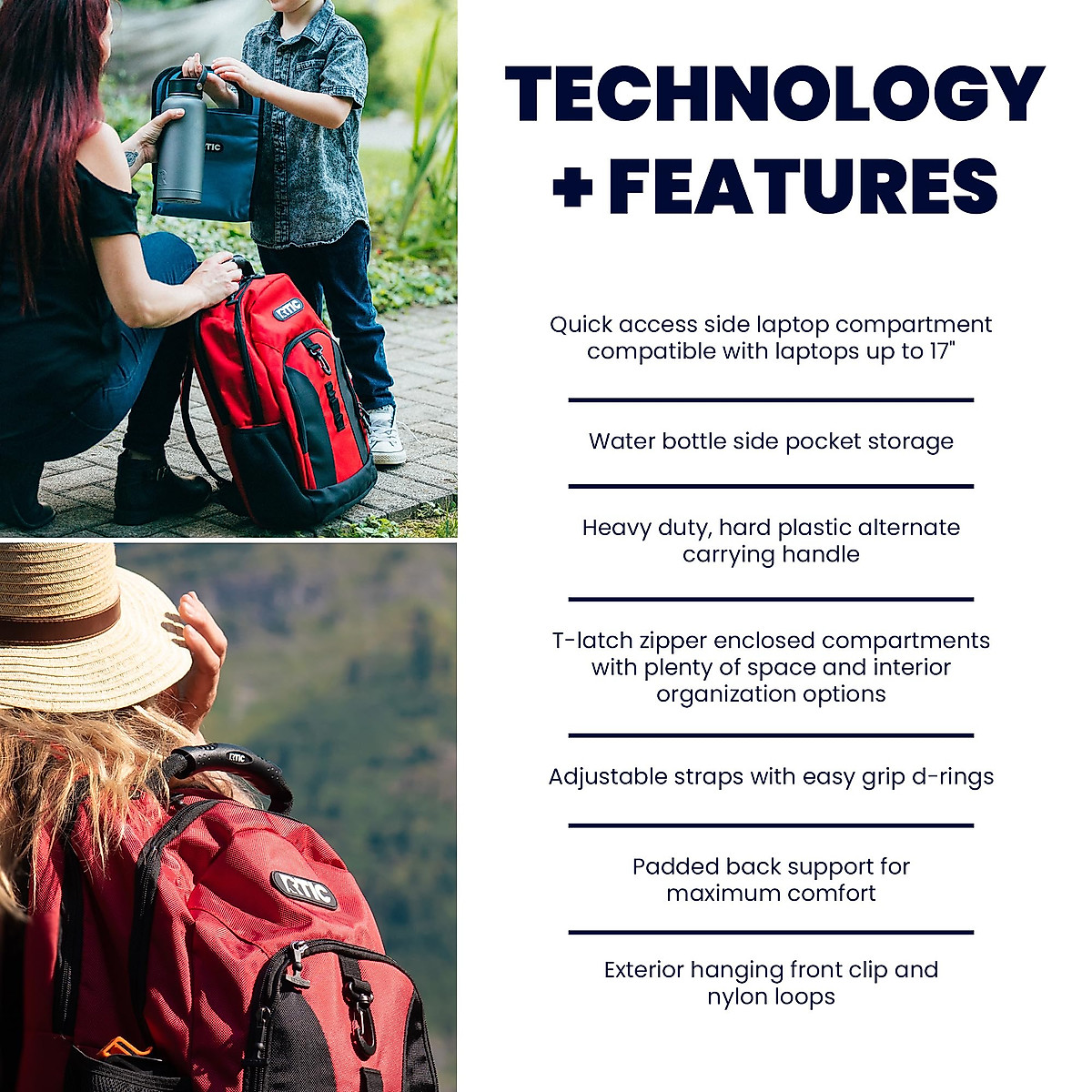 RTIC Summit Laptop Backpack, Brick & Black Medium