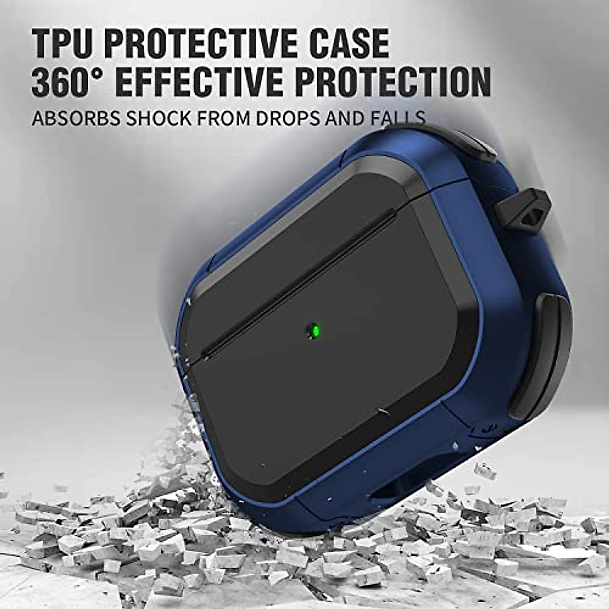 Winproo Armor Airpods Pro 2 Case Cover with Keychain, Military Hard Shell Full-Body Shockproof Protective Case Skin for Airpods Pro 2nd Generation [Blue]