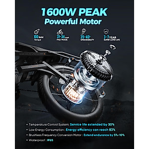 eAhora Romeo Pro Peak 1600W 60Ah Electric Bike for Adults, 100-200Miles+ Long Range Electric Bike, 34Mph 26" Fat Tires Electric Mountain Bike with Full Suspension Dual Hydraulic Brakes