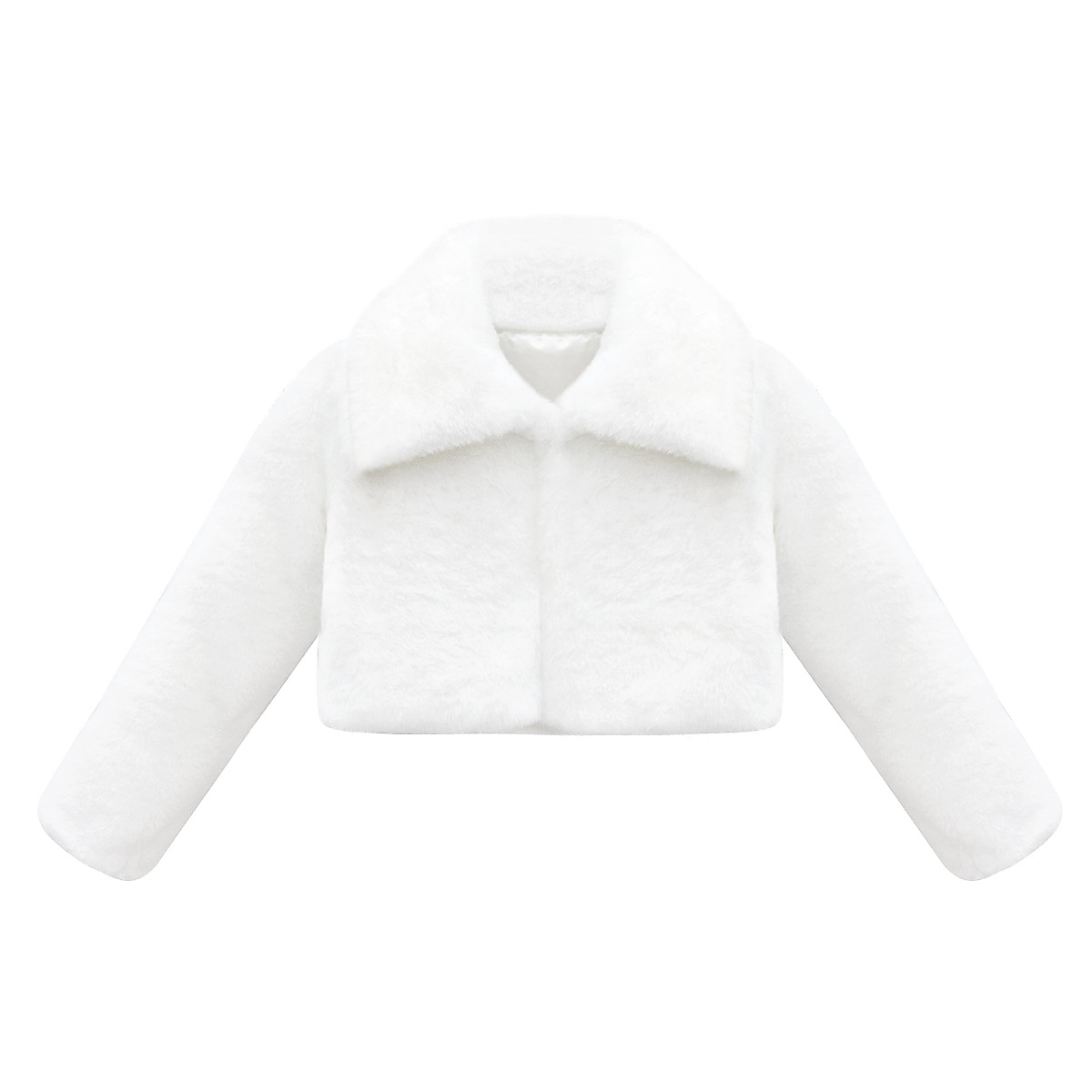 Lilax Girls Faux Fur Bolero Shrug Button Closure Cozy Dress Coat (8 Years, White)