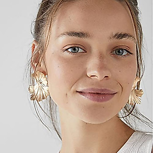Gold Statement Earrings Ginkgo Leaf Earrings Alloy Vintage Boho Flower Dangle Fashion Summer Earrings for Women