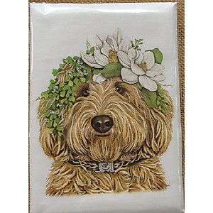 Mary Lake Thompson Flour Sack Towel Doodle Dog in Floral Crown