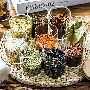 16 Pack Glass Jars with Lids, Airtight Bamboo Lids Spice Jars Set For Spice, Beans, Candy, Nuts, Herbs, Dry Food Canisters (Extra Chalkboard Labels) - 6.5 oz Clear