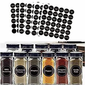 180 Spice Labels for Food Containers, Chalkboard Labels for Jars,Spice Labels Stickers Preprinted Pantry Labels,Small Chalk Labels Spice Jar Labels-Round 168 Printed,12 Blank Stickers,1 Erasable Chalk