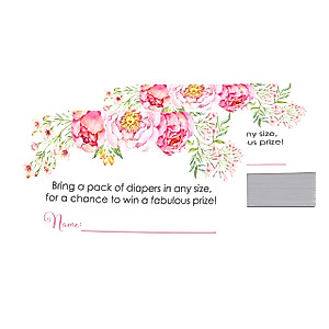 Paper Clever Party Cottage Floral Diaper Raffle Tickets (25 Pack) Girls Baby Shower Games – Invitation Insert Cards Guests Fill-In for Prize Drawings
