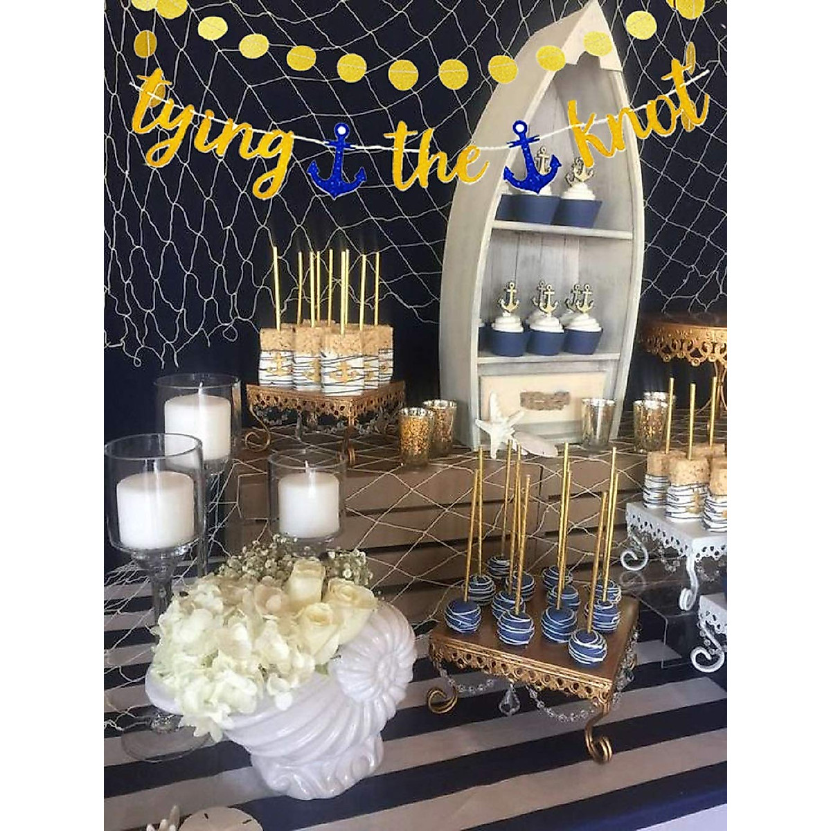 Laventy Set of 2 Tying the Knot Banner Nautical Bachelorette Banner Nautical Bachelorette Balloons Nautical Engagement Party Decor Nautical Bridal Banner