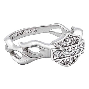 Harley-Davidson Womens Ring, Inferior Flames Embellished B&S, Silver HDR0358 (6)