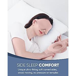 MZOO Sleep Eye Mask for Side Sleeper Men Women, Zero Eye Pressure 3D Sleeping Mask, Light Blocking Patented Design Night Blindfold, Soft Eye Shade Cover for Travel, Pink