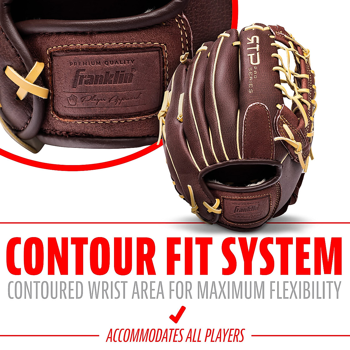 Franklin Sports Baseball Gloves - RTP Pro Baseball Fielding Glove - Infield/Pitcher Glove - 12", Brown