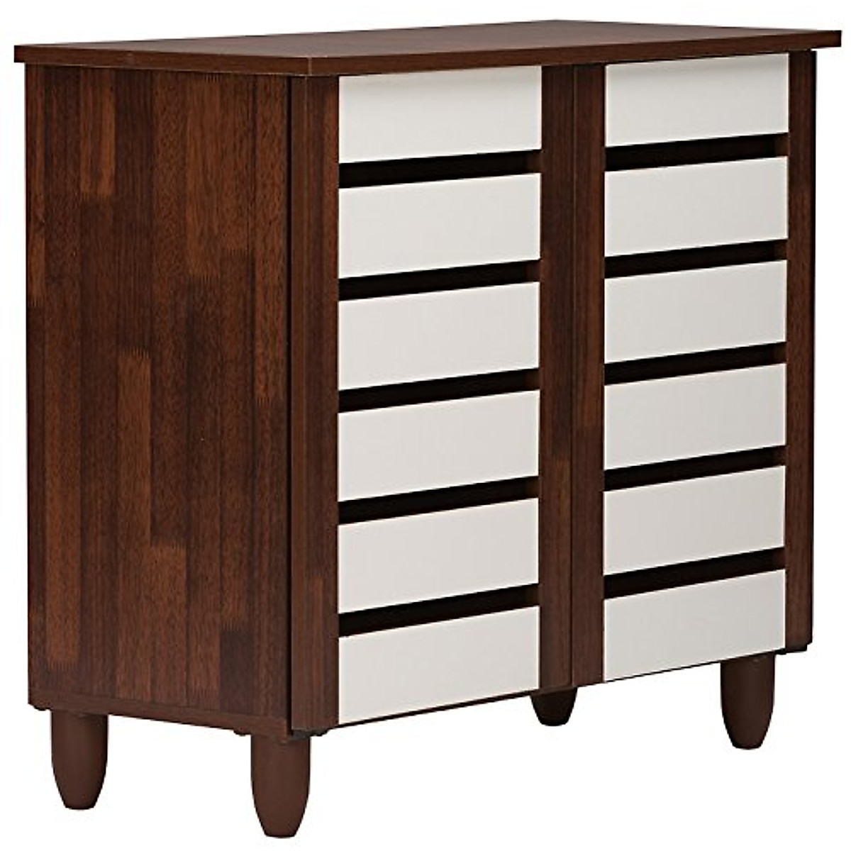 Baxton Studio Wholesale Interiors Gisela Oak and White 2-Tone Shoe Cabinet with 2 Doors