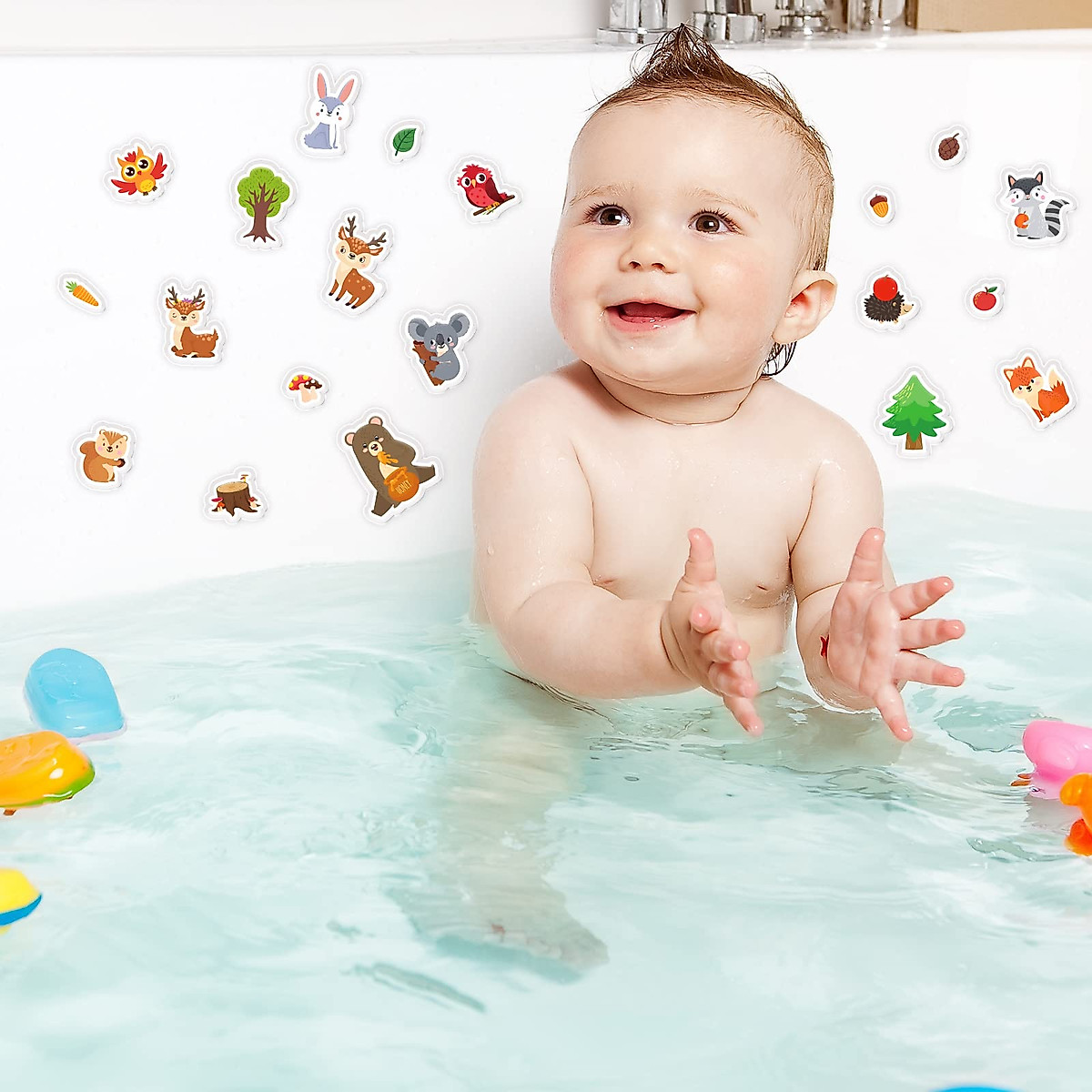 20 PCS Woodlad animals Thick Gel Clings woodland Window Gel Clings Decals Stickers for Kids Toddlers and Adults Home Airplane Classroom Nursery woodland Party Supplies Decorations Removable and