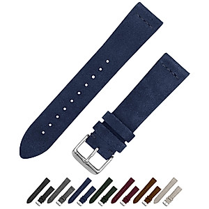 Benchmark Basics Navy Blue 22mm Suede Watch Strap - Vintage Leather Watch Band for Men & Women - Compatible with Regular & Smart Watches