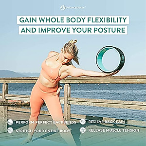 UpCircleSeven Yoga Wheel Set - Strongest & Most Comfortable Dharma Yoga Prop Wheel, 3 Pack for Back Pain Stretching & Backbends (12, 10, 6 inch) (Cyan)