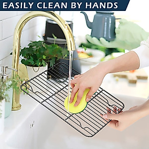 TeamFar Baking Rack (Set of 2), 9.75’’ x 7.5’’ Coated Stainless Steel Small Cooling Rack Roasting Racks for Cooking Grilling Drying, with Black Non-stick Coating for Oven, Healthy & Easy Clean