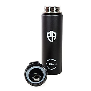 24 Oz Stainless Steel Thermal Insulated Hot/Cold Water Bottles To Keep Any Drink Hot For 12 Hours & Cold For 24 Hours - Gym Water Bottles For Men & Women - Mens Thermal Water Bottle (Black)