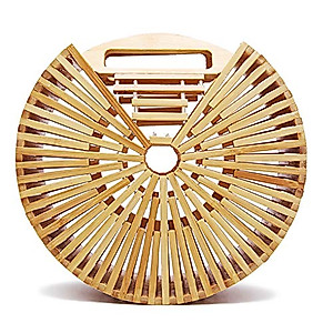 Fashion Bamboo Handbag Handmade Woven Beach bag for Womens (Bamboo)