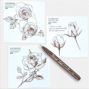 Bianyo Sepia Pigment Ink Micro-Pen Fineliners, 9 Assorted Sizes with a Zipper Pouch, Water-Resistant Archival Ink Pens for Drawing, Sketching, Bullet journaling, Note-taking, Accounting, Handwriting