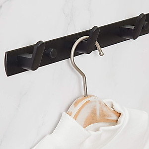 4 Hooks Matte Black Wall Bathroom Towel Hooks Mount Stainless Steel Heavy Duty Shower Wall Coat Rack Hooks Rail Decorative Bath Hooks for Hangin,Hats Hook kitchen Towel Wall Hook Rack for Hanging