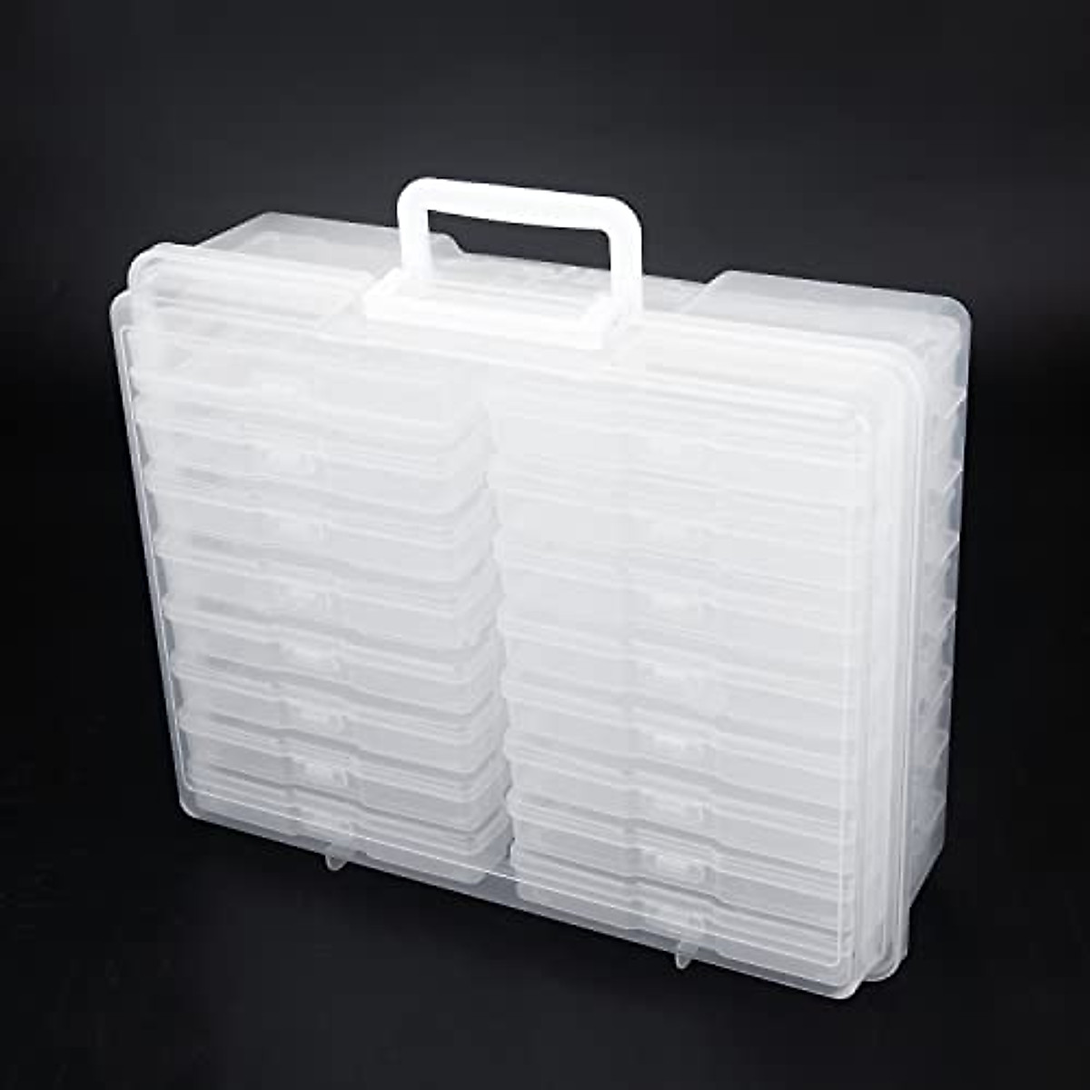 novelinks Photos Organizer 4" x 6" Photo Storage Box with Handle - 16 Inner Photo Cases Photo Box Storage Picture Organizers and Storage (White)