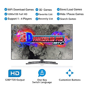 RegiisJoy Arcade Game Console 10000 Classic Games with WiFi Function, Pandora Box 18S Download/Save/Pause/Hide/Search Games, 1280x720,4 Players,3D Games