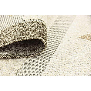 Unique Loom Modern Collection Geometric, High-Low Pile, Vintage, Arrows, Indoor and Outdoor Area Rug, 9 ft x 12 ft, Light Brown/Beige