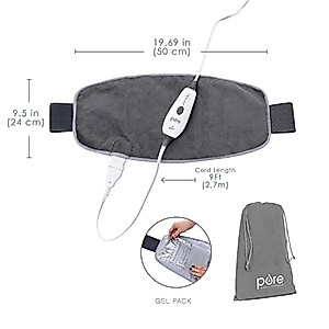 Pure Enrichment® PureRelief™ Lumbar & Abdominal Heating Pad - 4 Heat Settings, Adjustable Belt, Hot/Cold Gel Pack, and Storage Bag - Ideal for Back Pain and Abdominal Cramps