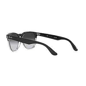 Ray-Ban RB4471 Iris Round Sunglasses, Black on Transparent/Grey Gradient Blue, 54 mm