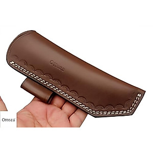 Ottoza Handmade Leather Knife Sheath SIDE DRAW Knife Sheath - Bushcraft Knife Sheath - Hunting Knife Sheath - Survival Knife Sheath - Vertical Knife Sheath Dark Brown TOP GRAIN LEATHER No:206
