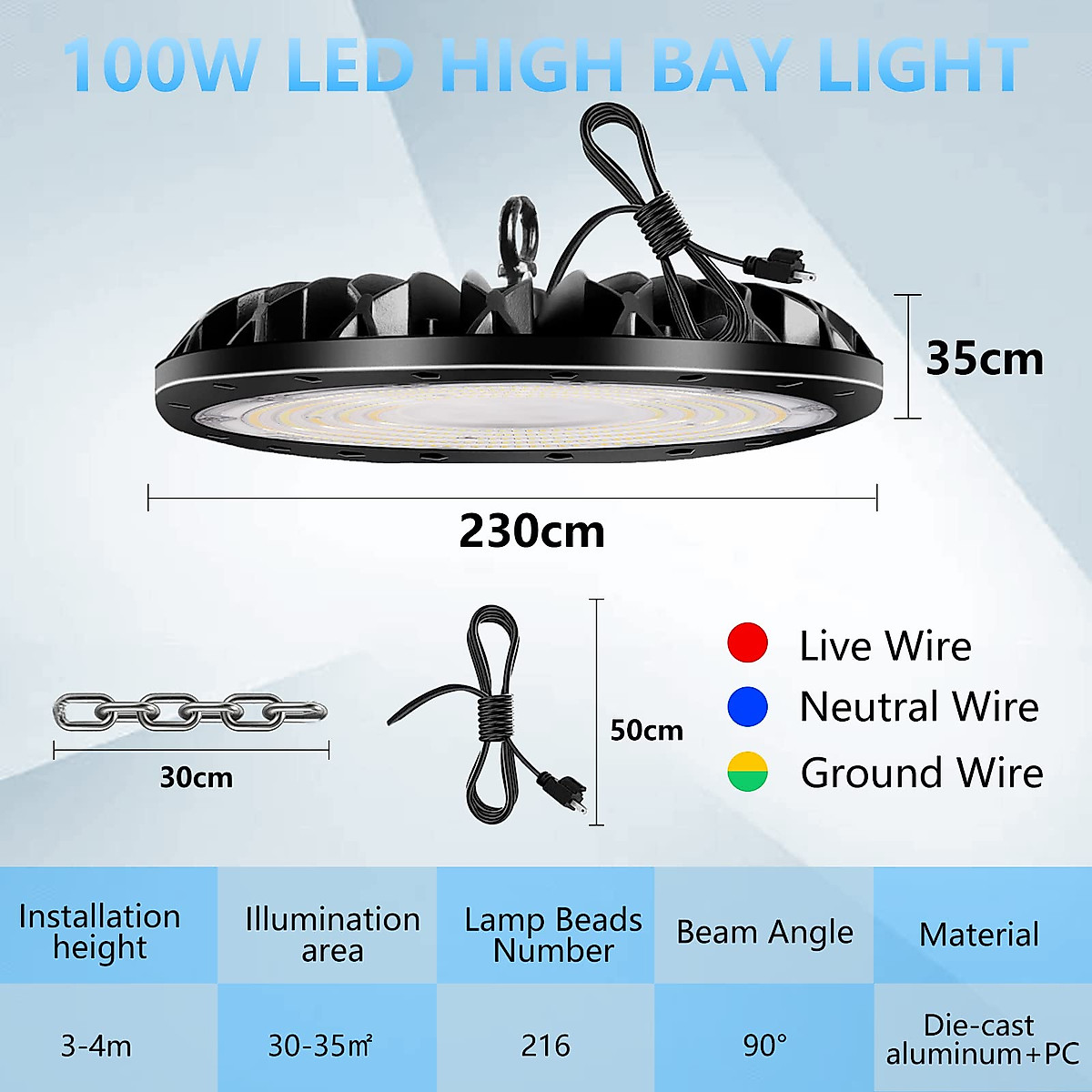 300W 30000LM UFO LED High Bay Light,4 Pack 3000K 4000K 6000K High Bay Shop Light, Commercial Bay Lighting with Hanging Chain &Plug, for Shop,Barn,Garage,Warehouse,Basement, Wet Location