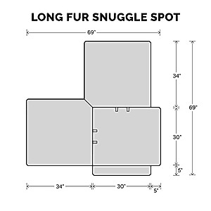 Furhaven Snuggly Spot Long Faux Fur Corner Throw Furniture Seat Protector, Washable - Mist Gray, One Size