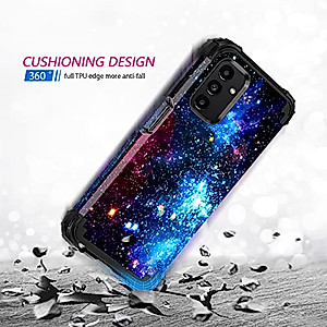 Casetego Compatible with Galaxy A13 5G Case,Shiny in The Dark Three Layer Heavy Duty Sturdy Shockproof Full Body Protective Cover Case for Samsung Galaxy A13 5G,Shiny Blue