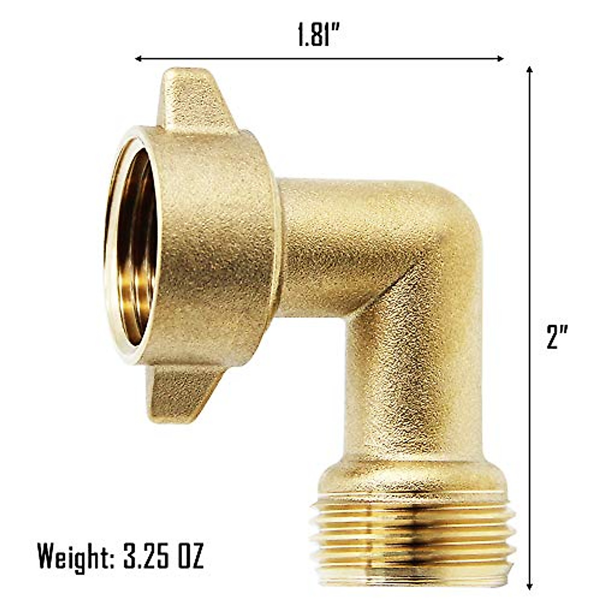 Twinkle Star Garden Hose Elbow Connector 90 Degree Brass Hose Elbow(2pcs) 3/4" Heavy Duty Hose Adapter with 2 O-rings Brass Garden Hose Elbow Solid Brass Adapter
