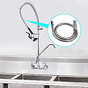 KWODE Pre-rinse Sprayer Hose Replacement Kit for Commercial Kitchen Sink Faucet, 44” Length Stainless Commercial Dish Spray Hose Parts