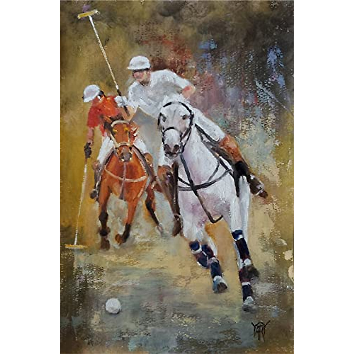 SOLD Number Three, Polo Equestrian by Internationally Renowned Painter Yary Dluhos