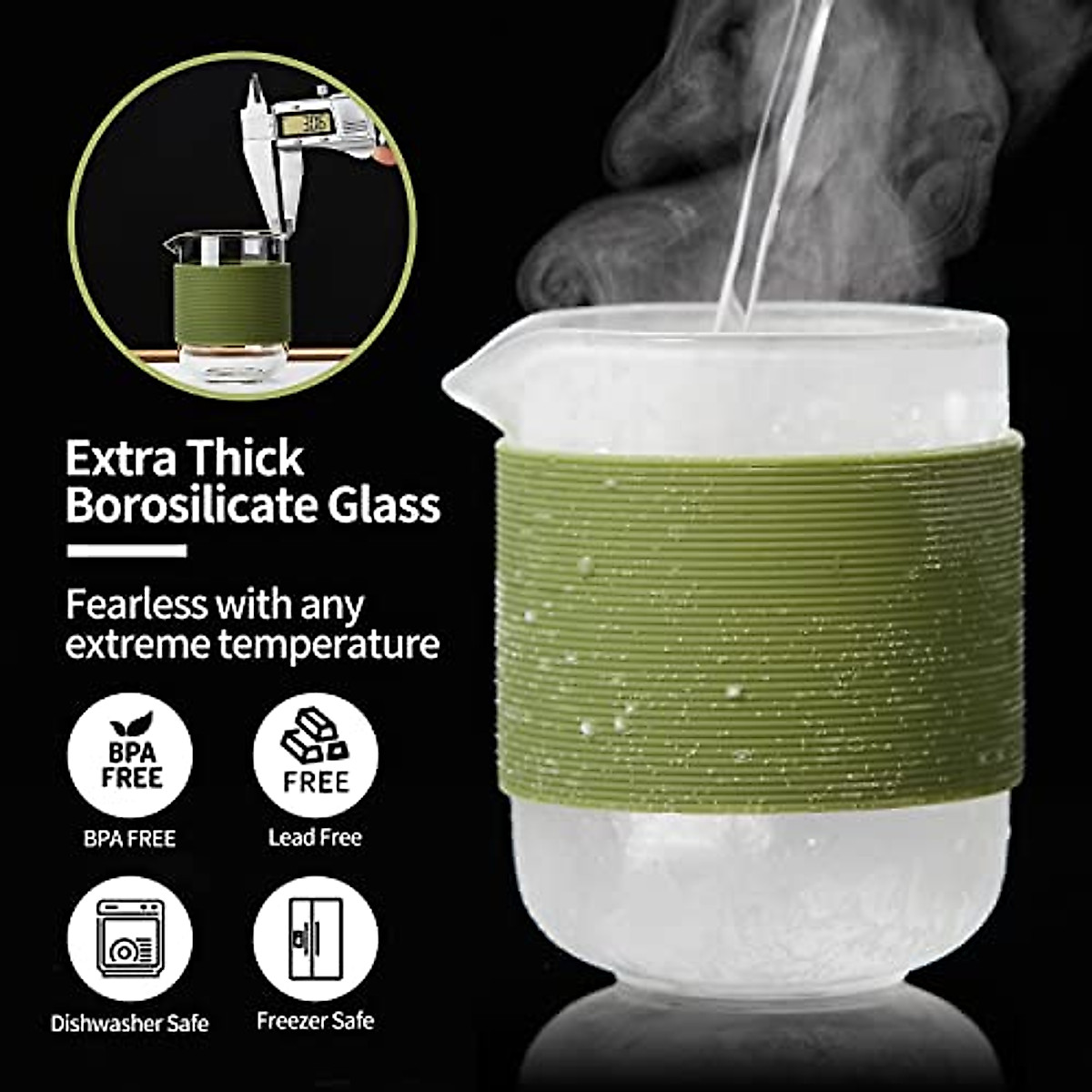 DOPUDO SPARROW Glass Tea Set, Portable Small Gongfu Teapot with 1 Infuser, 2 Cups and 1 Master Mug, All in One Water Resistant Case for Travel, Business Trip, Hotel